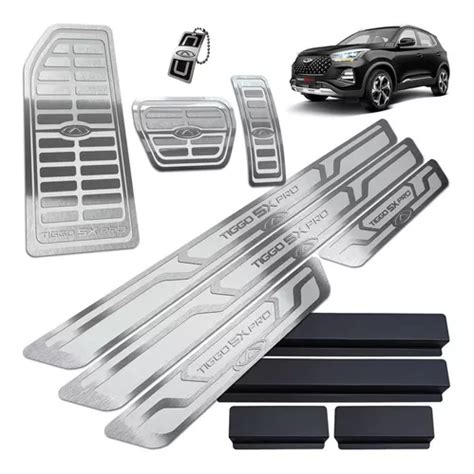 Soleiras Tiggo X Pro Pedaleiras Inox Escovado Vinil Brinde
