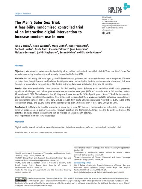 pdf the men s safer sex trial a feasibility randomised controlled trial of an interactive