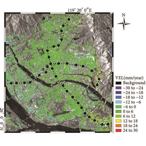 Mean Displacement Velocity Map Over The Study Area Derived By