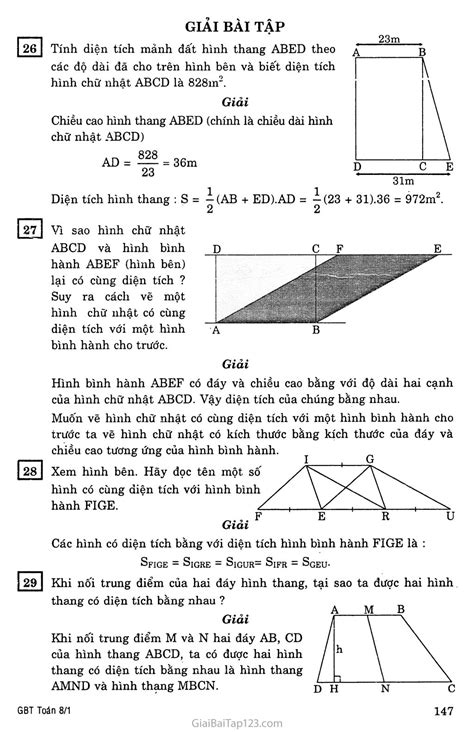 Giải bài tập Toán 8 4 Diện tích hình thang