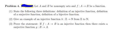 solved problem 4 let a and b be nonempty sets and f a b be