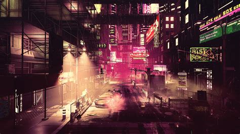 4K Artwork Dystopian Futuristic City Fantasy Art Neo Tokyo CGI