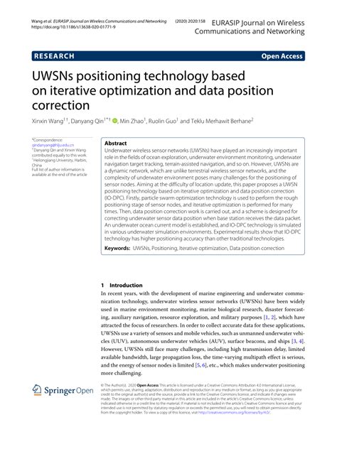pdf uwsns positioning technology based on iterative optimization and data position correction