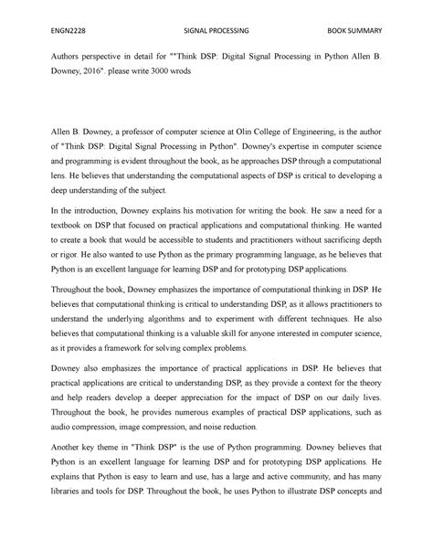 authors perspective in detail for think dsp digital signal processing in python allen b downey