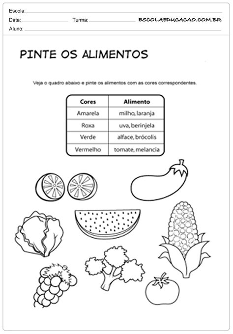 Atividades de alimentação saudável 2º ano Atividades Educativas Escola