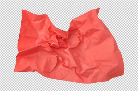 Red Crumpled Paper Isolated Rendering Premium AI Generated PSD