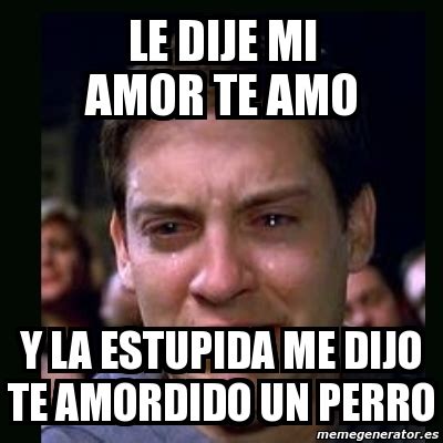 Meme Crying Peter Parker Le Dije Mi Amor Te Amo Y La Estupida Me Dijo