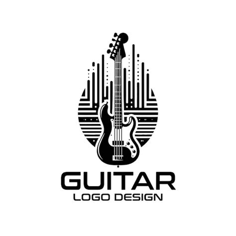 Diseño del logotipo del vector de la guitarra Vector Premium