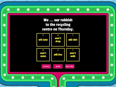Future Simple And Present Continuous With Future Meaning Gameshow Quiz