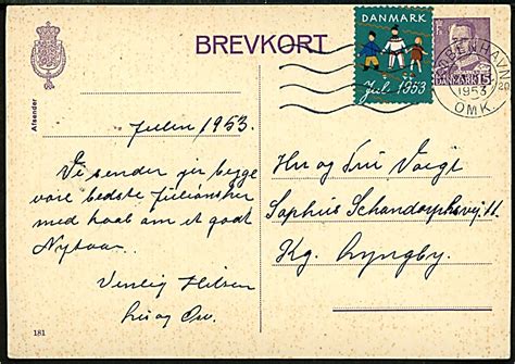 15 øre Fr IX helsagsbrevkort fabr 181 med Julemærke 1953 19