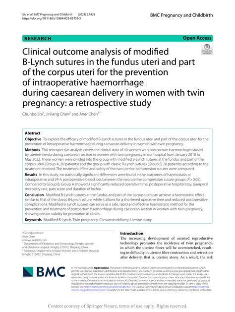 PDF Clinical Outcome Analysis Of Modified B Lynch Sutures In The