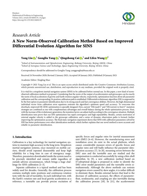 pdf a new norm observed calibration method based on improved differential evolution algorithm