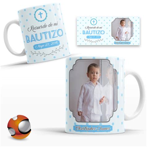 12 Tazas Personalizadas Recuerdo Bautizo Niño 02