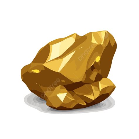 Gold Nugget Vector Sticker Clipart Gold Rock Sitting On A Grey