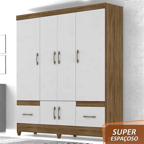 Guarda Roupa 06 Portas 2 Gavetas Ms 912 Moval Naturale Branco