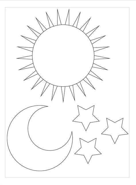 Coloriage Soleil Lune et Étoiles télécharger et imprimer gratuit sur