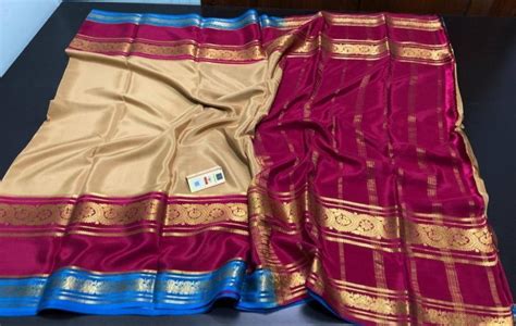 Exclusive Ksic Grade Pure Mysore Crepe Silk Sarees With Double Contrast