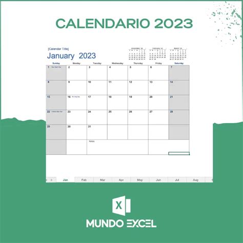 Plantilla Excel Calendario 2023 Descarga GRATIS