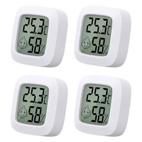 Lot De 4 Mini Thermomètres Lcd Yomisee Thermomètre Intérieur