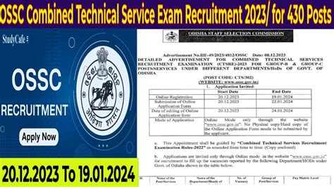 OSSC Combined Technical Service Exam Recruitment 2023 Apply Online