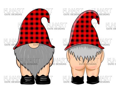 Naked Gnomes Clipart Bundle Png Files Funny Gnome Designs PNG Etsy
