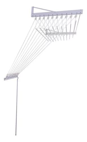 Varal De Parede Individual10 Varetas 100cm Alumínio Branco