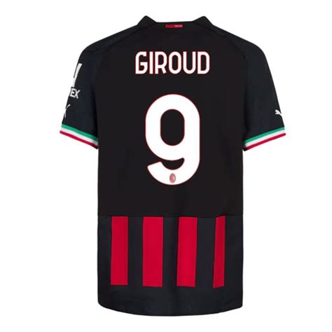 2022 2023 AC Milan GIROUD 9 Home Soccer Jersey Team Soccer Jerseys