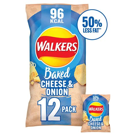 Walkers Baked Cheese Onion Snacks Crisps 12 X 22g Multipack Crisps