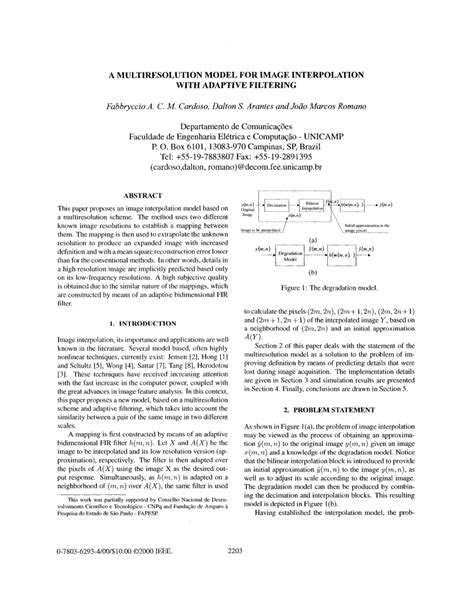 pdf a multiresolution model for image interpolation with adaptive filtering