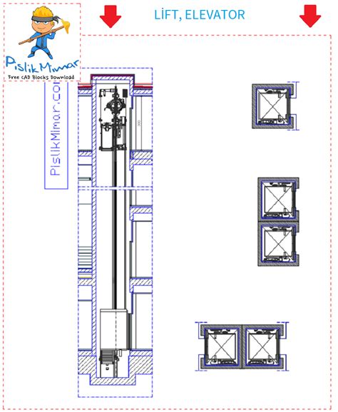 DWG Lift Elevator Section And Plan Drawing In Autocad