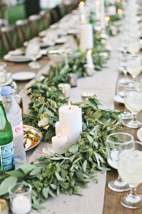 Reception Décor Photos Green Garlands Candles Inside Weddings