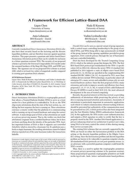 pdf a framework for efficient lattice based daa