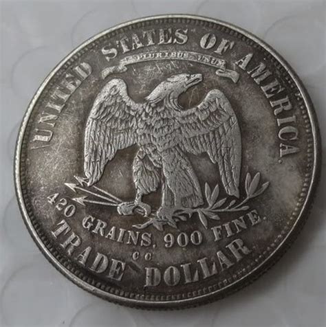 Rare Antique USA States 1876 CC Trade Dollar Silver Color Coin Explore