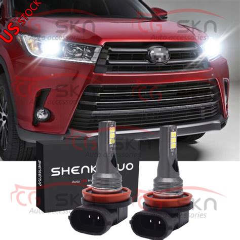 For Toyota Highlander 2017 2019 2X H11 LED Headlight Bulb Low Beam