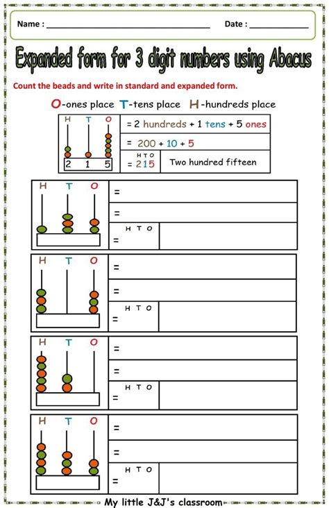 An Expanded Form For Digit Numbers Using Abacuss To Help Students