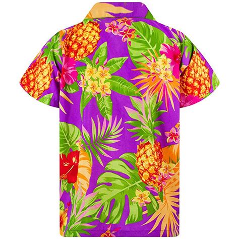 Chemise Chemises hawaïennes à fleurs et ananas pour hommes à manches