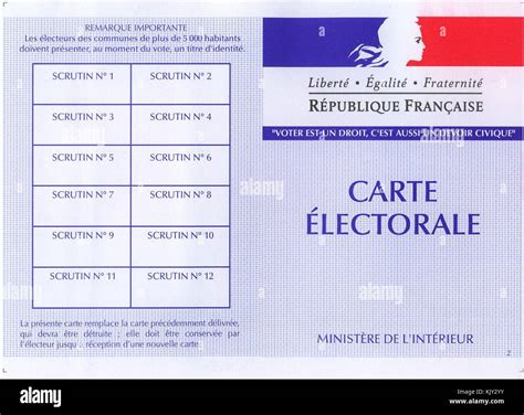 Carte Electorale Francaise Recto Stock Photo Alamy