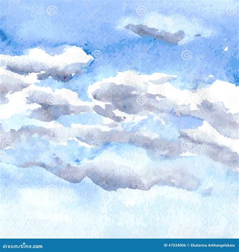 Nubes Del Dibujo De La Acuarela Ilustración del Vector Imagen 47034006