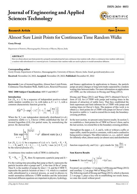 pdf almost sure limit points for continuous time random walks
