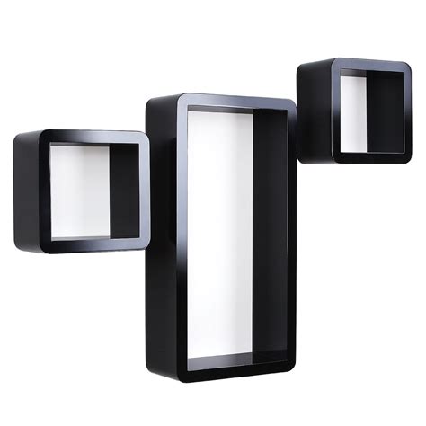 Songmics Set Of 3 Floating Cube Wall Storage Shelves Lounge Cubes