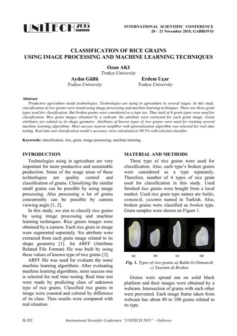 pdf classification of rice grains using image processing and machine learning techniques