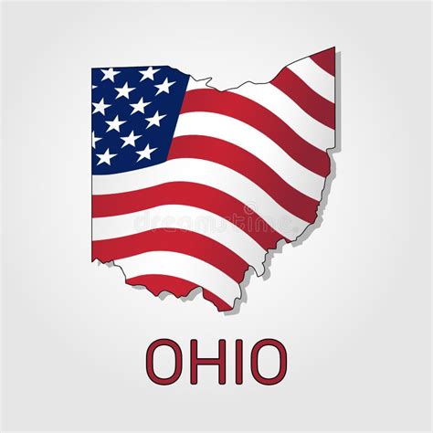 Map Of The State Of Ohio In Combination With A Waving The Flag Of The