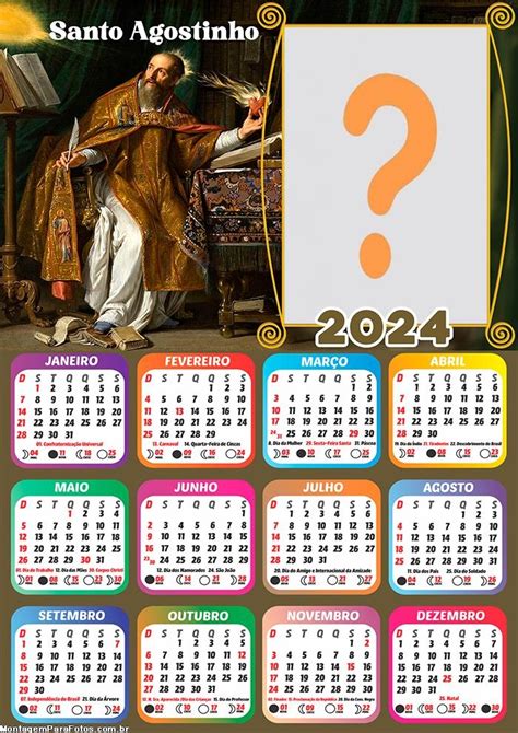 Calendário 2024 Santo Agostinho Fazer Montagem Online Colagem de Foto