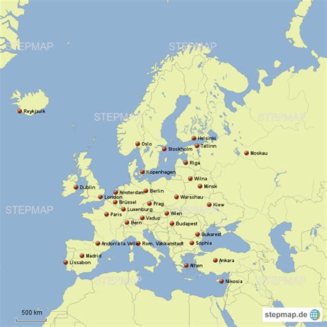StepMap hauptstädte europa Landkarte für Deutschland