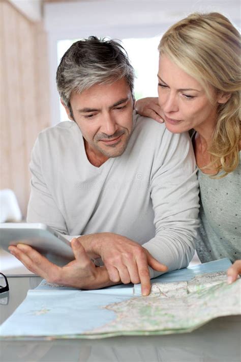 Mature Couple Planning A Travel Stock Image Image Of Forties Holidays 65073619
