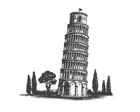 Leaning Tower Of Pisa Hand Drawn Illustrations Vector Art At