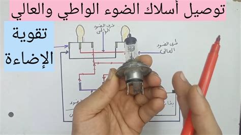 اضواء السيارة أسهل طريقة توصيل الضوء الواطي والعالي الأضواء الأمامية