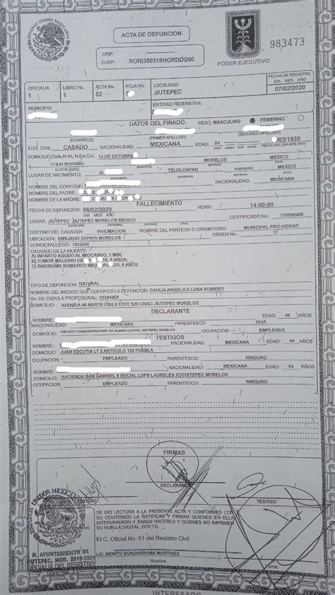 Certificado de Defunción e Registros