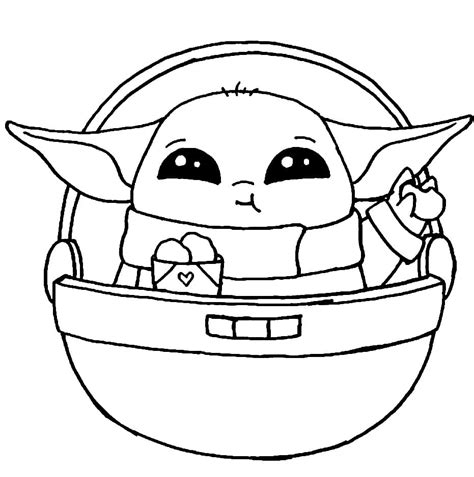 Coloriage Baby Yoda à imprimer sur Wonder day