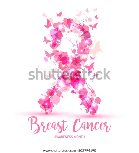 Vektor Stok Breast Cancer Awareness Concept Illustration Pink Tanpa